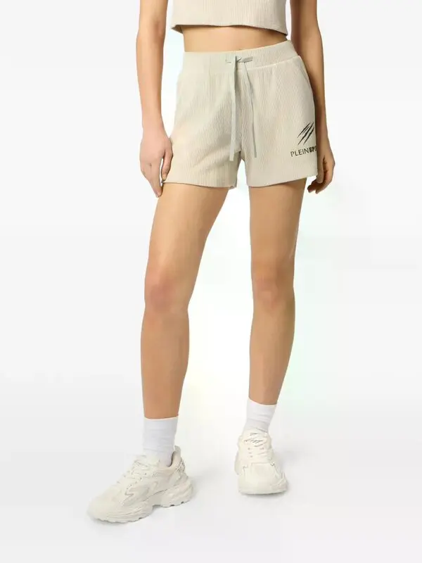PLEIN SPORT Ribbed Lettering Shorts - Neutrals