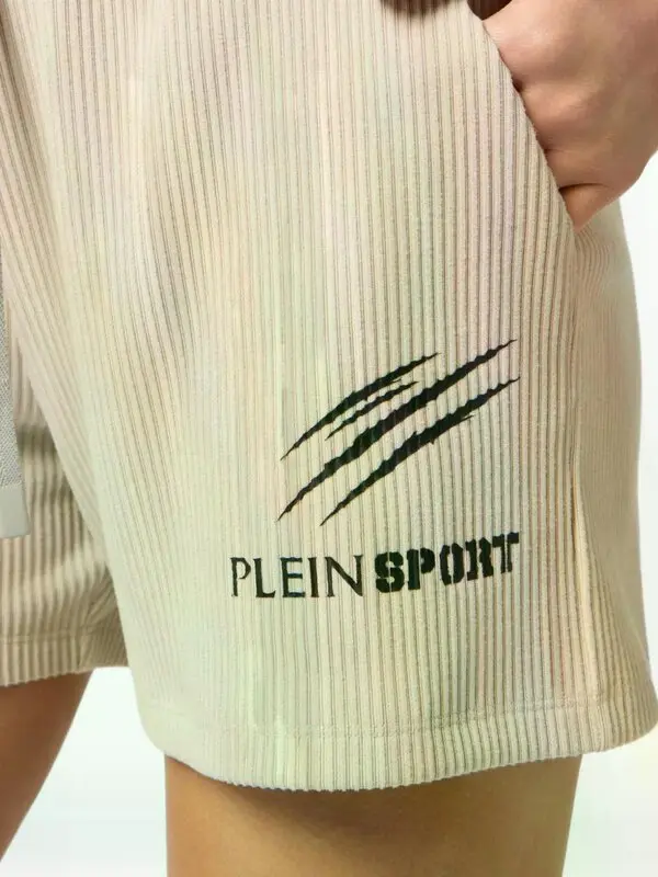 PLEIN SPORT Ribbed Lettering Shorts - Neutrals