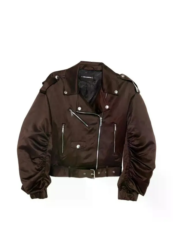 Karl Lagerfeld Satin Biker Jacket - Brown