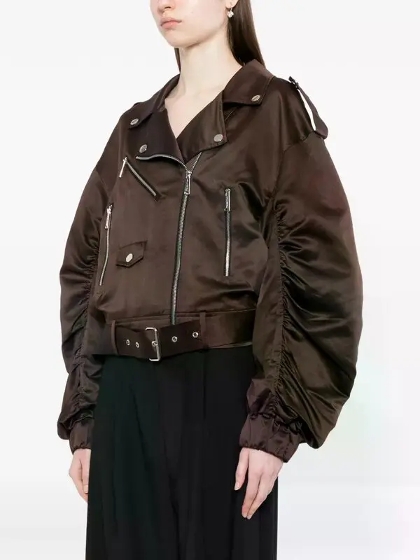 Karl Lagerfeld Satin Biker Jacket - Brown