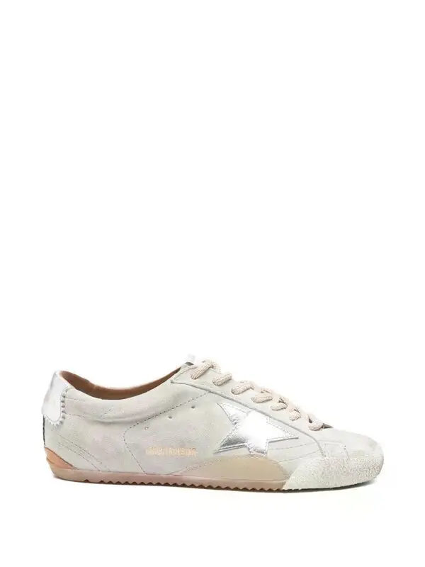 GOLDEN GOOSE True-star Sneakers In Light Gray Suede With Metallic Star And Heel Tab - Neutrals