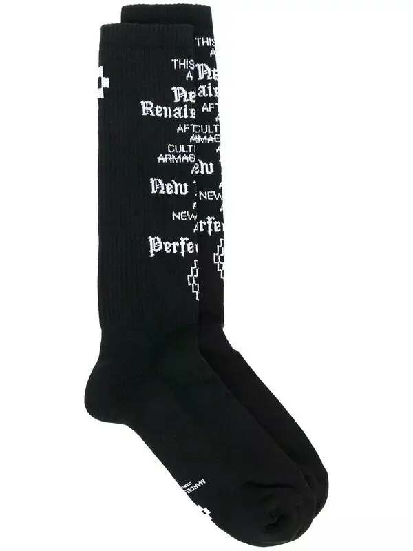 COUNTY OF MILAN Slogan Knitted Socks - Black