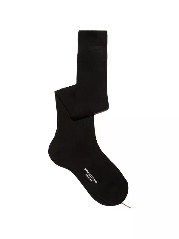 SCAROSSO Ribbed Knit Knee-high Socks - Black