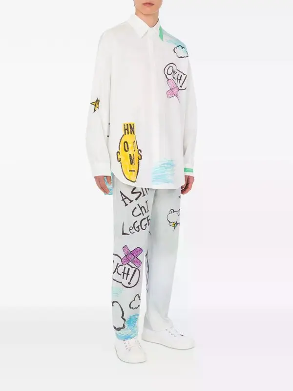 Moschino Cartoon-print Cotton Trousers