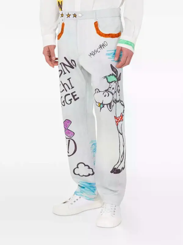 Moschino Cartoon-print Cotton Trousers