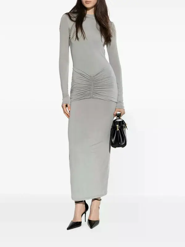 Balmain Ruched Open-back Maxi Dress