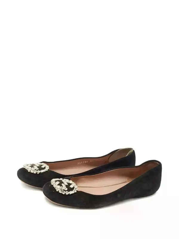 Gucci Interlocking G Crystal Embellished Ballet Flats