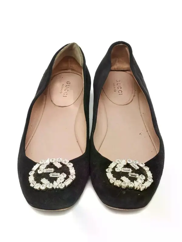 Gucci Interlocking G Crystal Embellished Ballet Flats