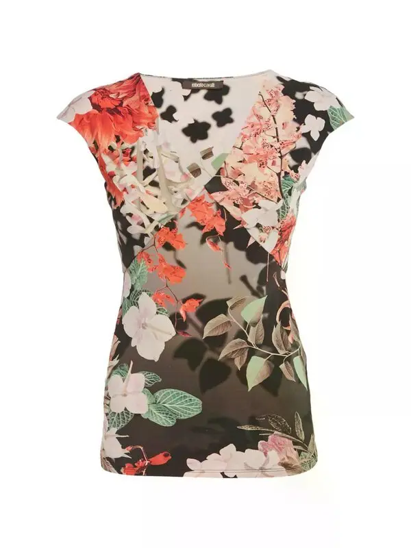 Roberto Cavalli Floral-print V-neck Top