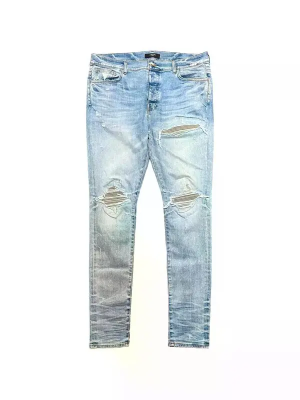 Amiri Distressed Straight-leg Jeans - Blue