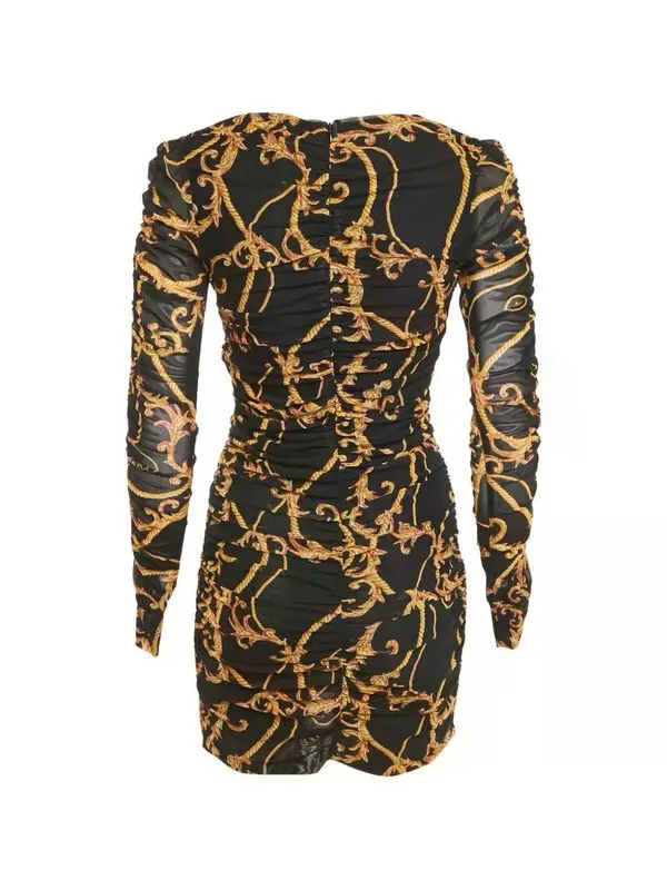 GANNI Ruched Abstract-print Mini Dress