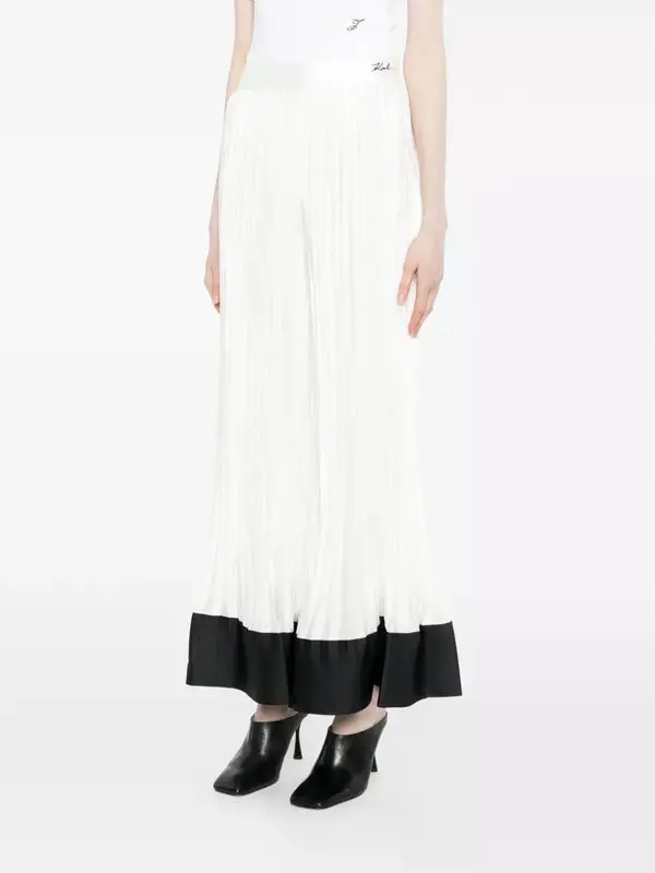 Karl Lagerfeld Pleated Wide-leg Trousers - White