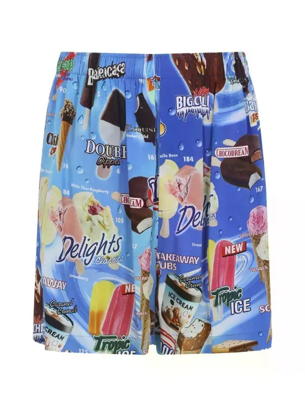 Balenciaga Printed Pyjama Shorts - Blue