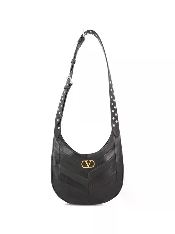 Valentino Garavani Logo Leather Shoulder Bag - Black