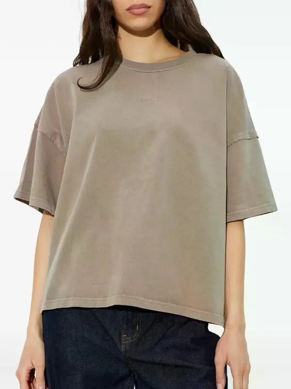 GESTUZ Logo-embroidered T-shirt - Brown