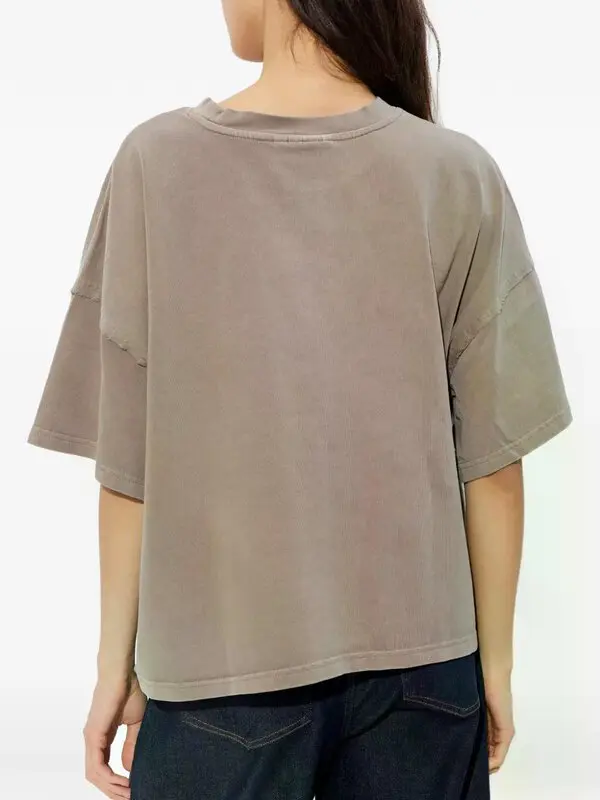 GESTUZ Logo-embroidered T-shirt - Brown