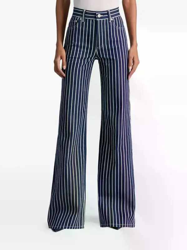 Alice + Olivia Striped Wide-leg Jeans