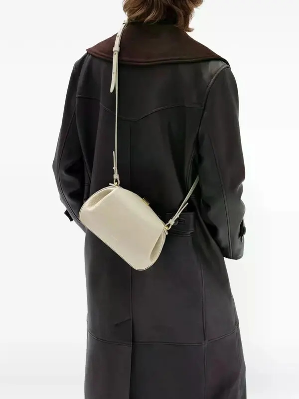 Yuzefi Mini Oyster Pebbled Clutch Shoulder Bag - Neutrals