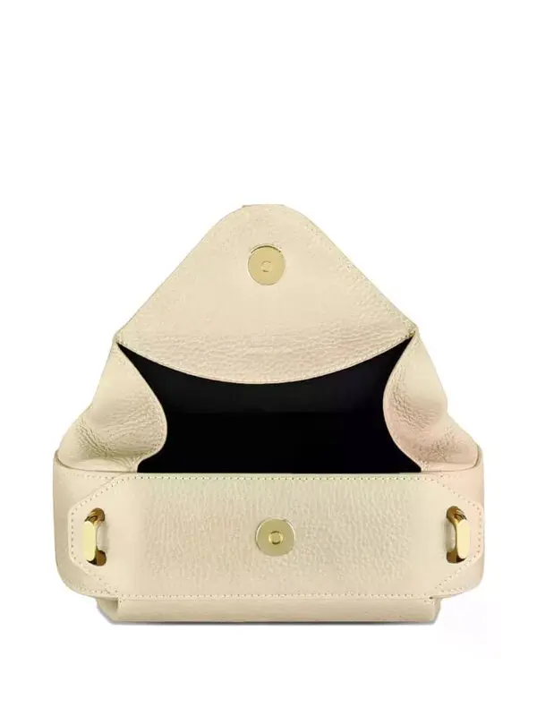 Yuzefi Mini Oyster Pebbled Clutch Shoulder Bag - Neutrals