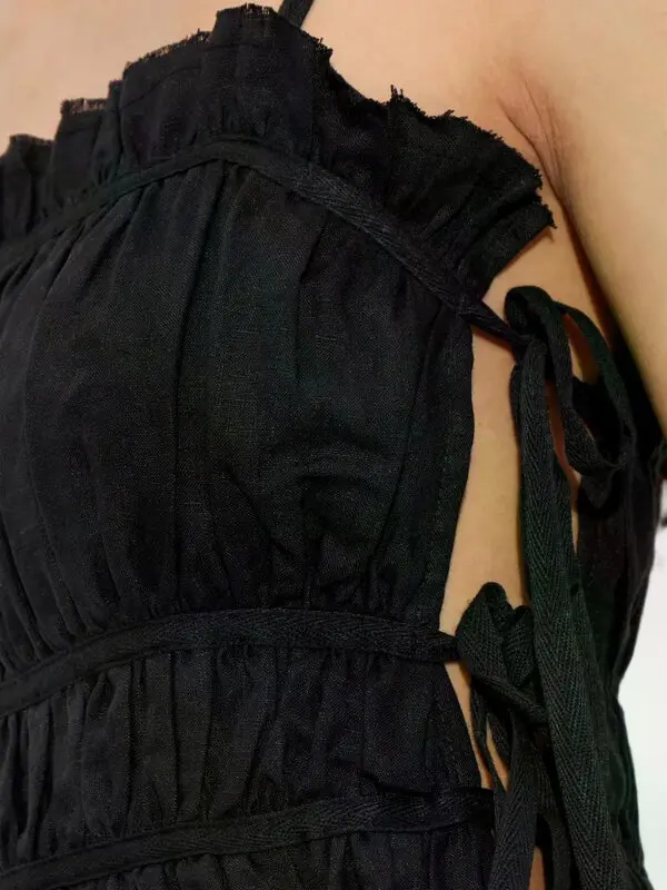 Cult Gaia Ruffled Tie Midi Dress