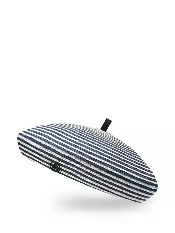 MAISON MICHEL Marsha Striped Beret - Blue