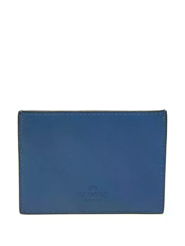 Valentino Garavani Rockstud Leather Card Holder - Blue