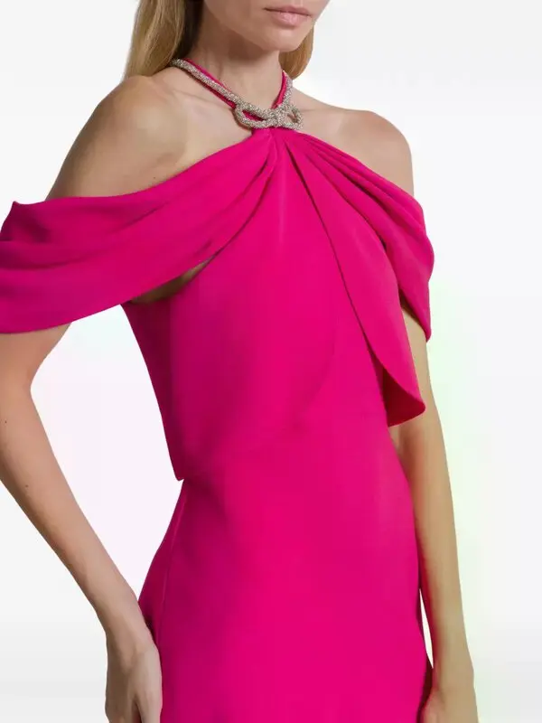 Alberta Ferretti Draped Embellished Maxi Dress