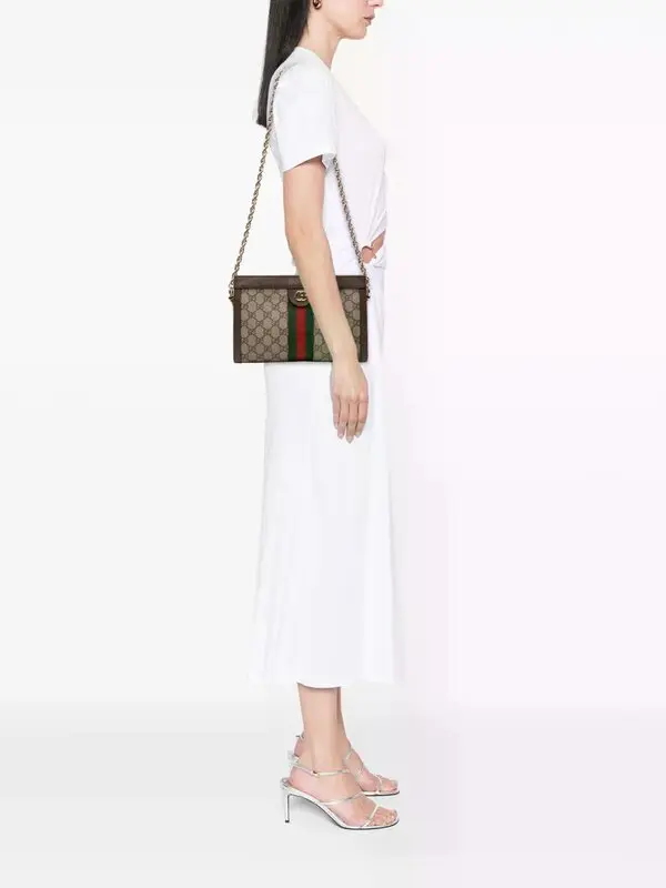 Gucci Small Gg Supreme Ophidia Chain Crossbody Bag - Brown