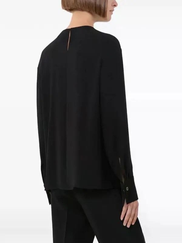 Max Mara Pleated Keyhole Blouse - Black