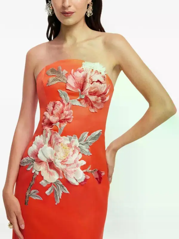 open lace back dress Orange Halter Open Knit Midi Dress