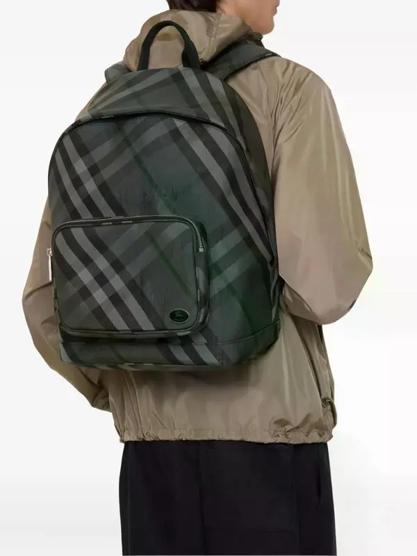 Burberry Grid Check Zipped Backpack - Grey
