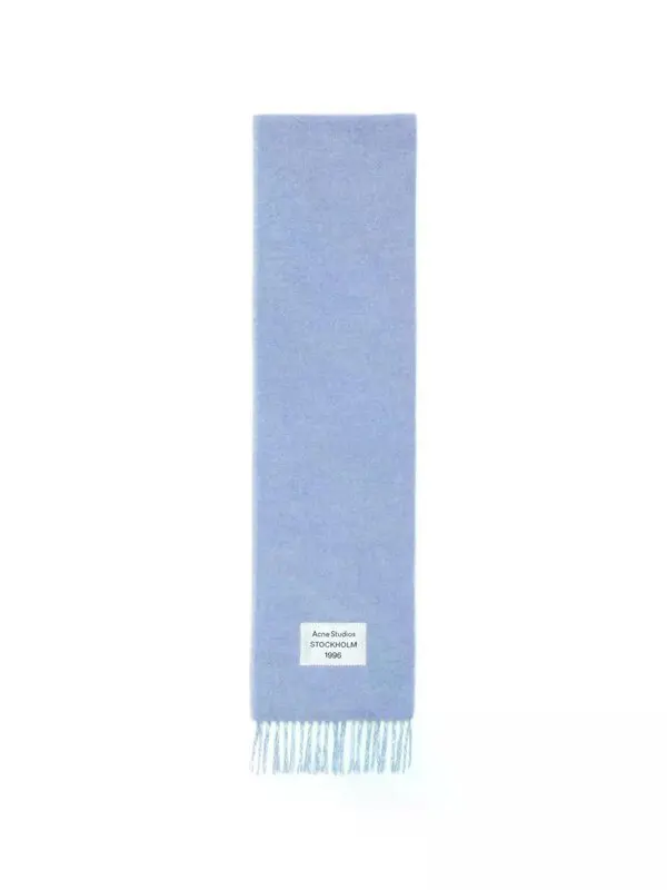 Acne Studios Fringed Logo Scarf - Blue