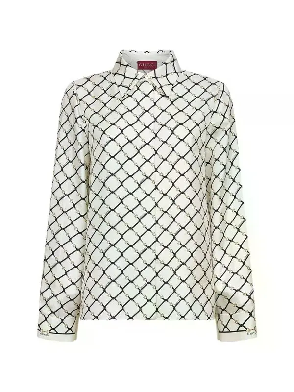 Gucci Silk Shirt With Horsebit Print - White
