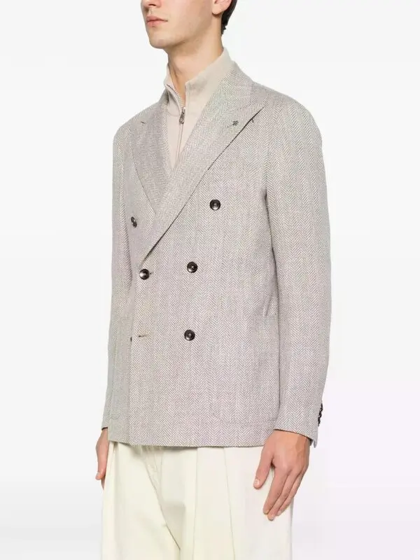 Tagliatore Double-breasted Herringbone Blazer