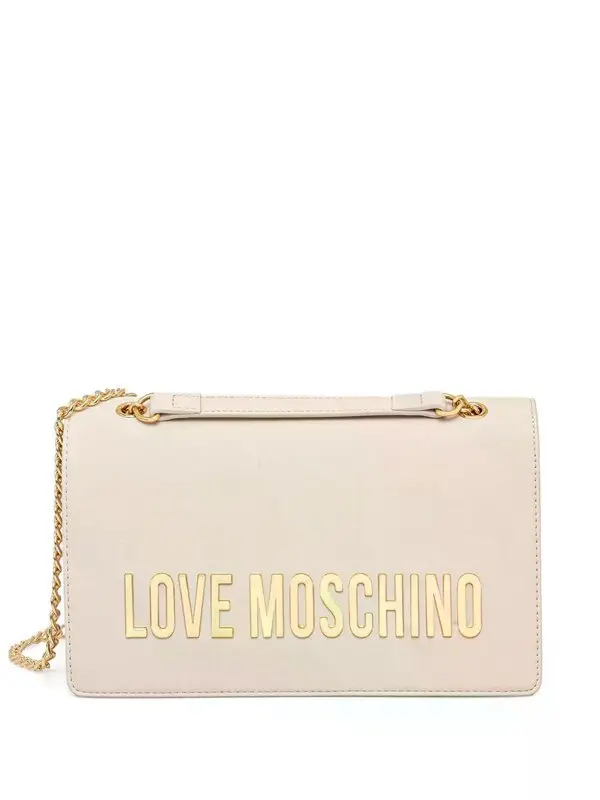Moschino Logo Chain Shoulder Bag - Neutrals