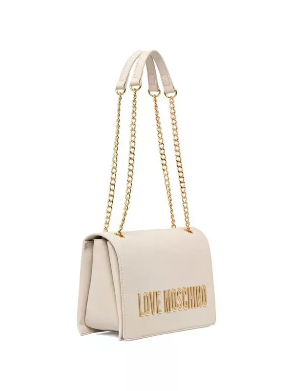 Moschino Logo Chain Shoulder Bag - Neutrals