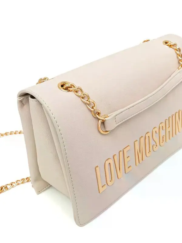 Moschino Logo Chain Shoulder Bag - Neutrals