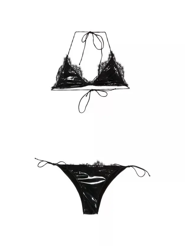 Oseree Lace-trim Bikini - Black