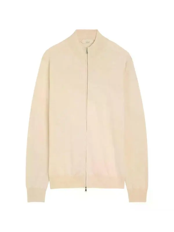 AURELIEN Ribbed Zip Sweater - Neutrals