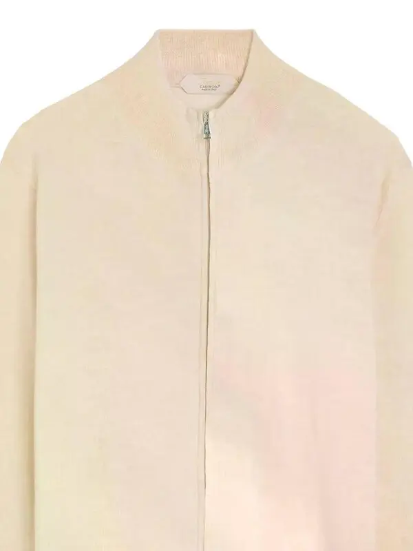 AURELIEN Ribbed Zip Sweater - Neutrals
