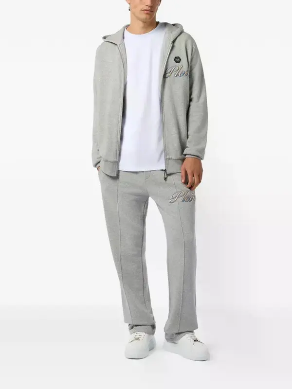 Philipp Plein Embroidered-logo Zip-up Hoodie - Grey