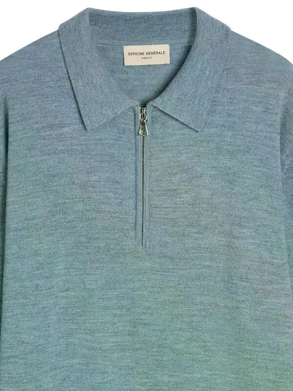 Officine Générale Half-zip Polo Sweater - Blue