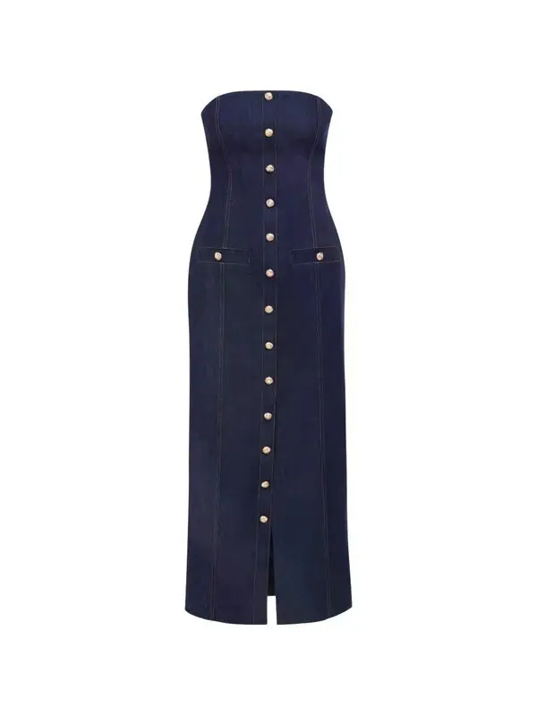 Florence & Fortitude Buttoned Strapless Dress