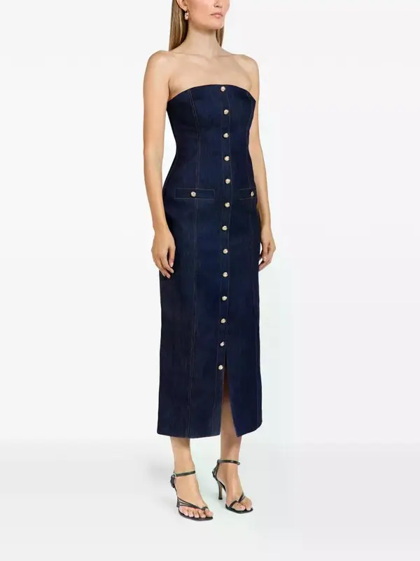Florence & Fortitude Buttoned Strapless Dress
