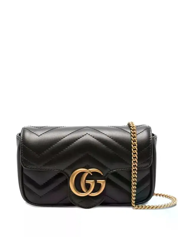 Gucci Chevron-quilted Crossbody Bag With Gg Logo - Black