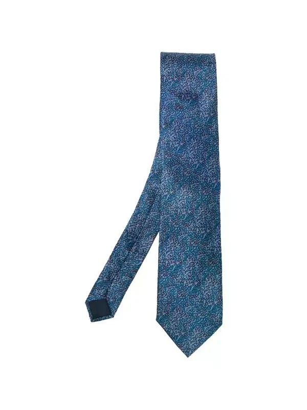 LANVIN Silk Patterned Neck Tie - Blue