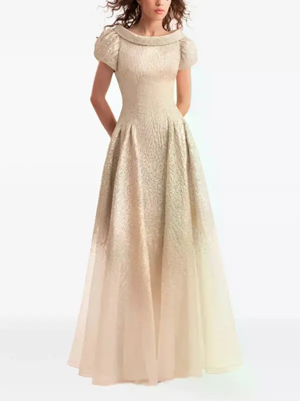GEMY MAALOUF Puff-sleeve Maxi Dress - Neutrals
