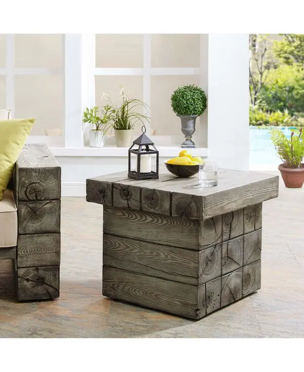 MODWAY Manteo Rustic Coastal Outdoor Patio Side Table