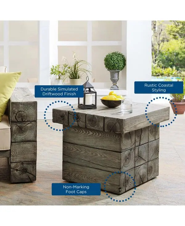 MODWAY Manteo Rustic Coastal Outdoor Patio Side Table