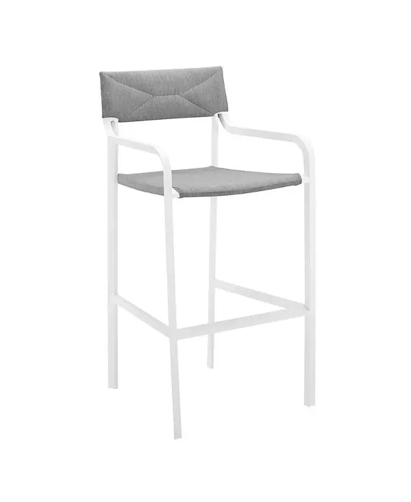 MODWAY Raleigh Stackable Outdoor Patio Aluminum Bar Stool - White Gray
